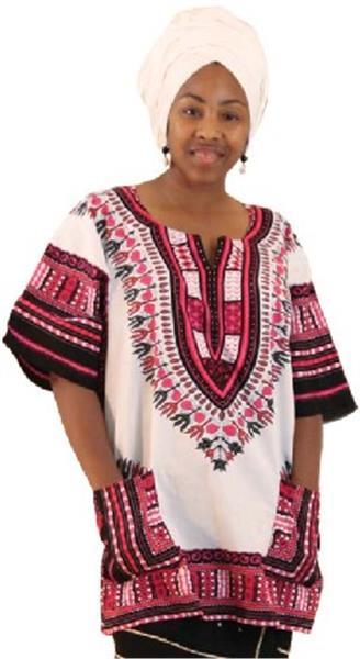 Traditional Dashiki White & Pink