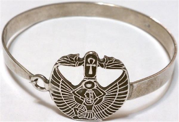 Silver Winged Isis Bangle Bracelet